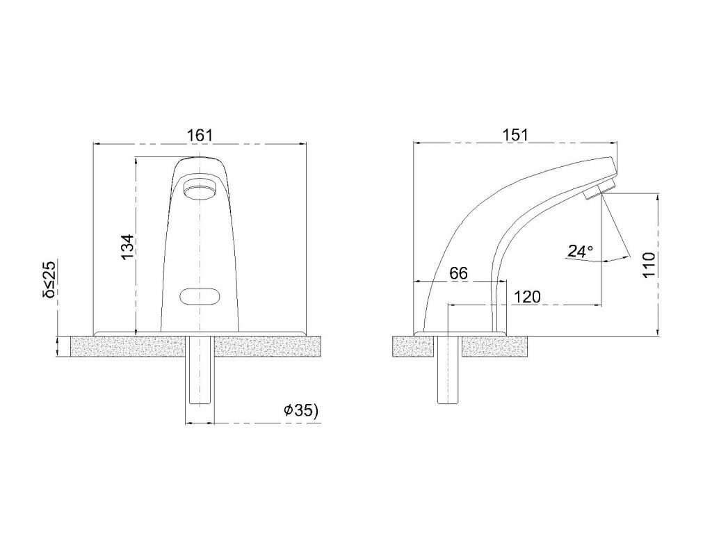 Automatic Faucet Chromed Brass Counter / Basin Mounted ADA Compliant SN ...