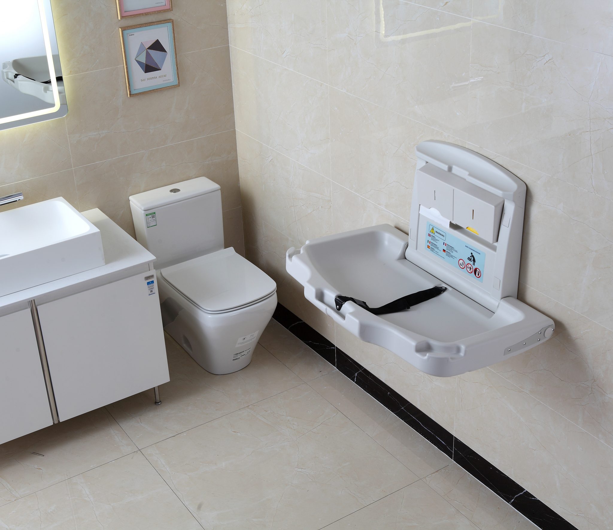 Baby Change Station HDPE ADA Compliant Wall Mounted SN-K8001B - Sanital