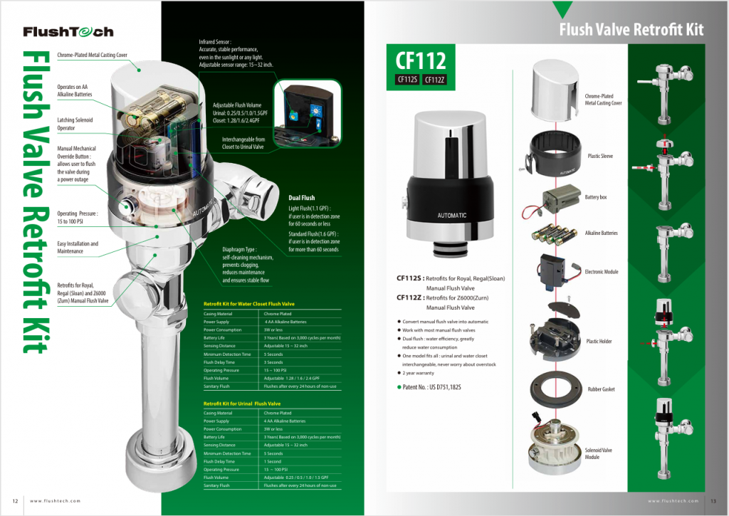 Auto Flush Valve Retrofit Kit of Manual Flush Valves SN-CF112S - Sanital